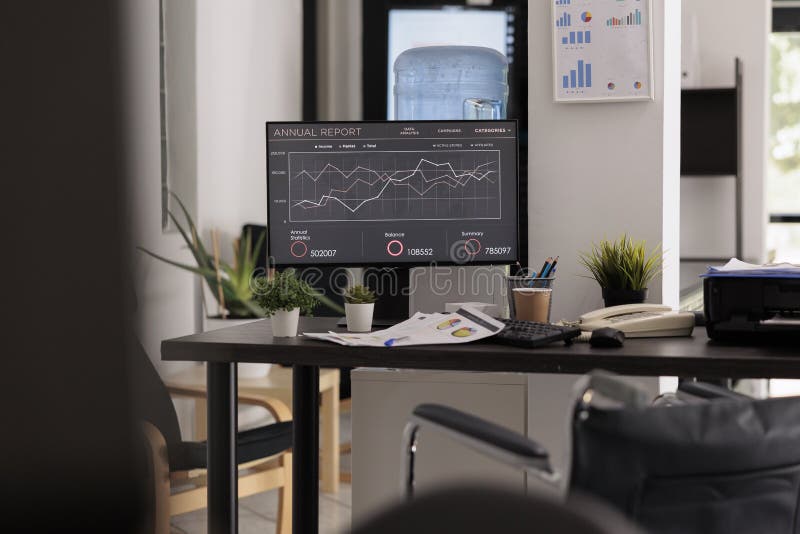 Screen with Annual Statistics Report in Office Wheelchair Accessible ...