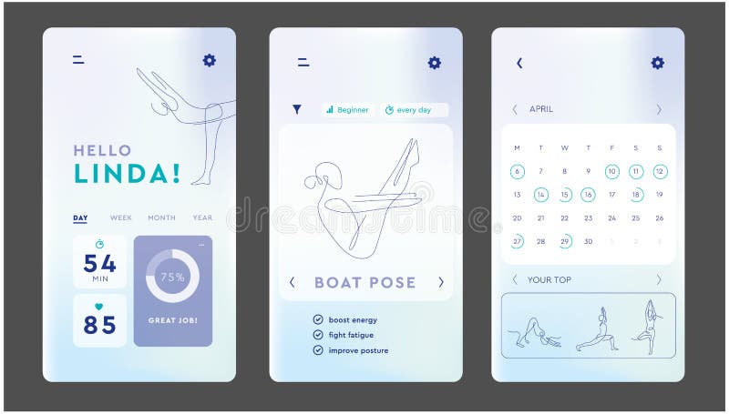 Screen App Yoga Class. Pilates Classes Mobile Website. Smartphone ...