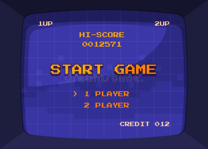 Screen with an Arcade Game. Start Screen in the Gaming Device. Vector ...