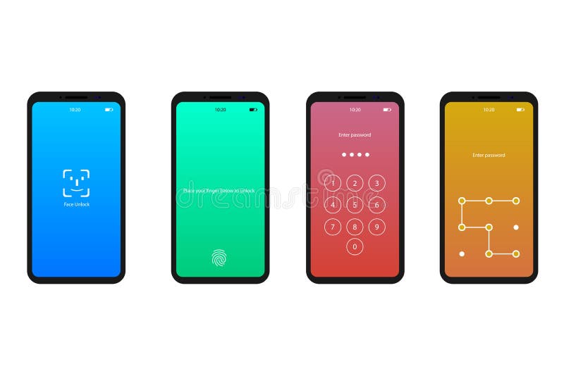 Screen Authentication Lock. Face Unlock, Fingerprint, Passcode Method ...