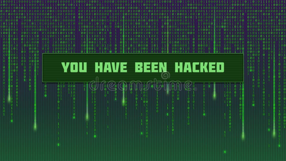 Screen with Binary Computer Code. Code Listing Like in Matrix with Message You Have Been Hacking ...