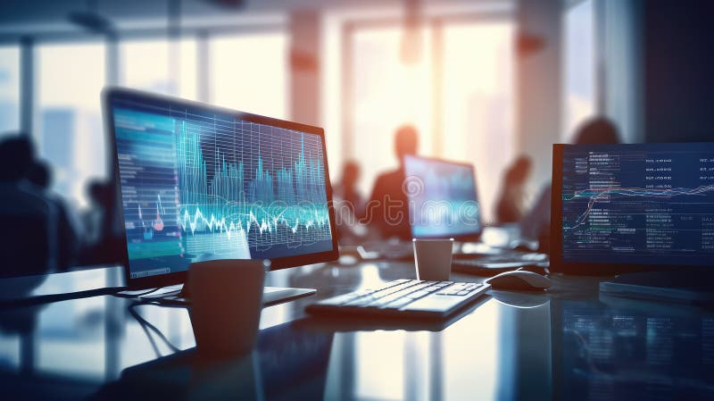 Screen Blur Office Background Stock Illustration - Illustration of ...