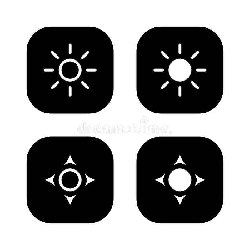 Screen Brightness Icon Vector on Square Background. Sun Sign Symbol ...