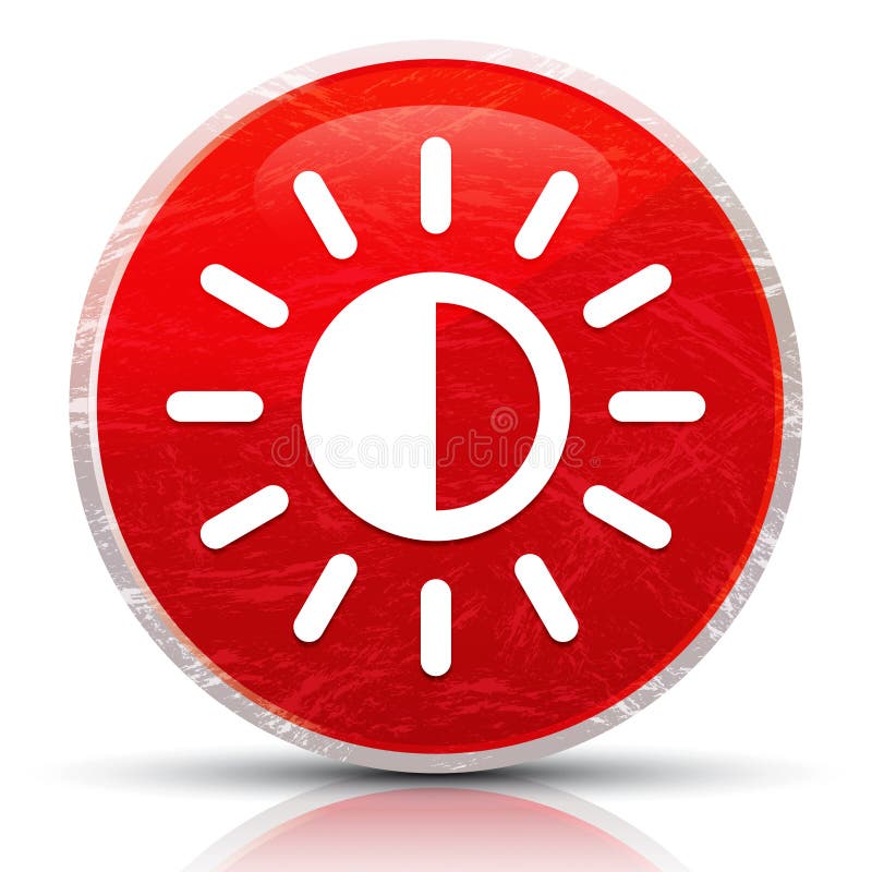 Screen Brightness Sun Icon Metallic Grunge Abstract Red Round Button ...
