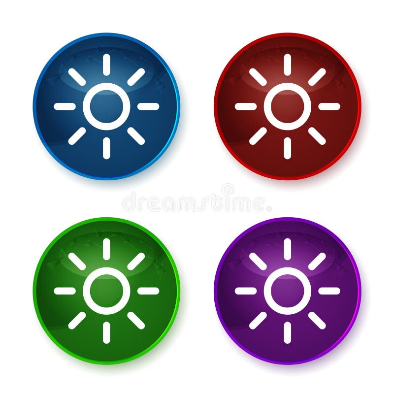 Screen Brightness Sun Icon Shiny Round Buttons Set Illustration Stock ...