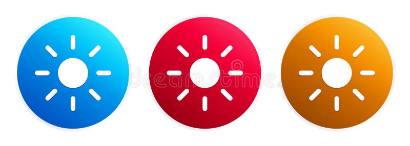 Screen Brightness Sun Icon Premium Trendy Round Button Set Stock Vector ...
