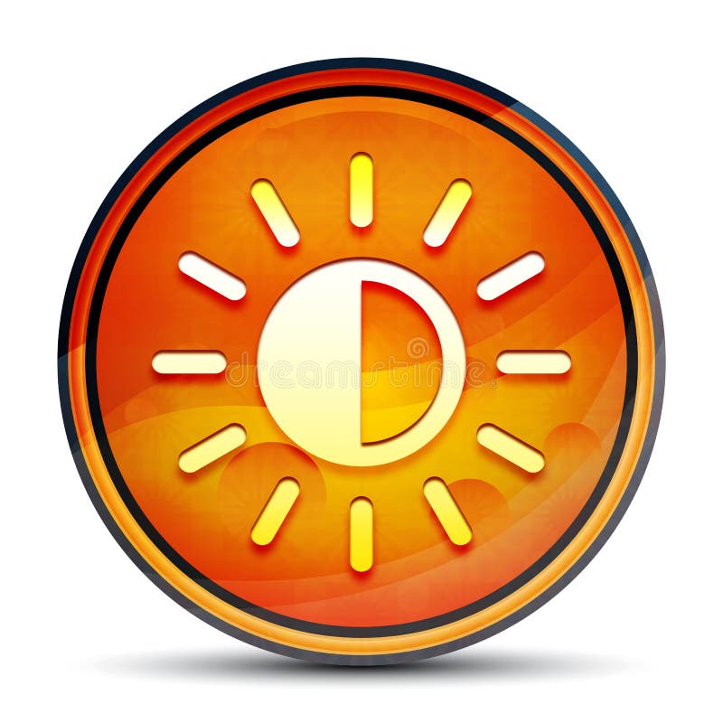 Screen Brightness Sun Icon Shiny Bright Orange Round Button ...
