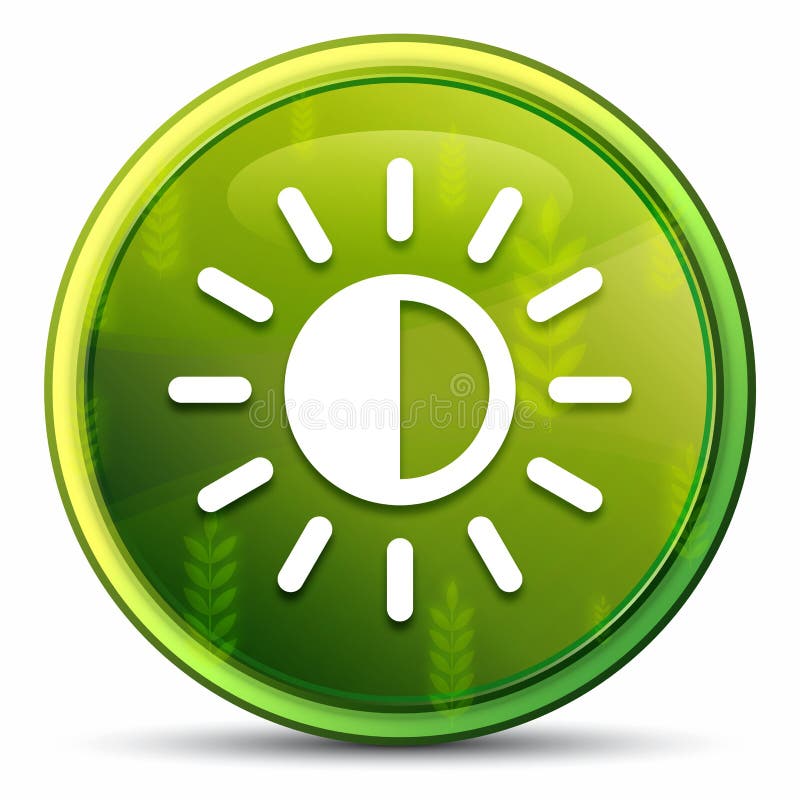 Screen Brightness Sun Icon Spring Bright Natural Green Round Button ...
