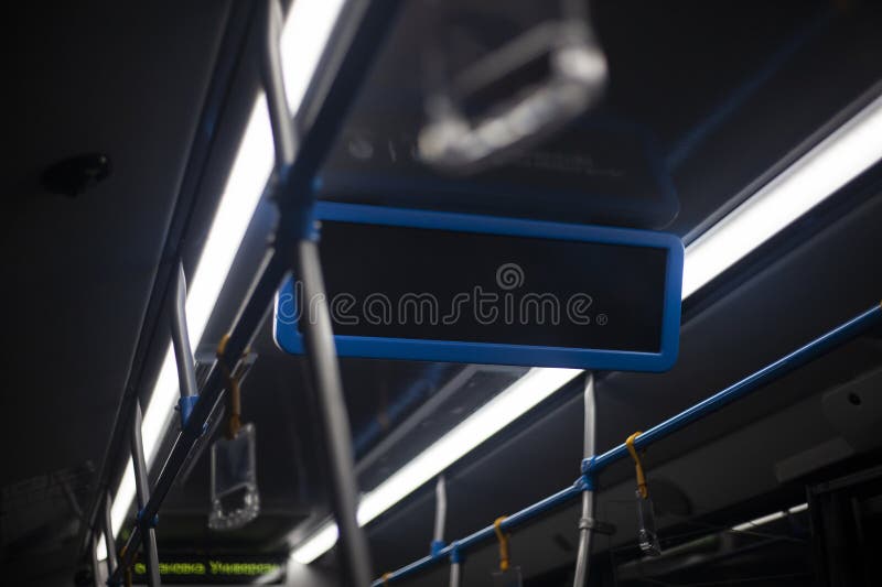 Screen on the Bus. Interior of Transport Stock Image - Image of empty ...