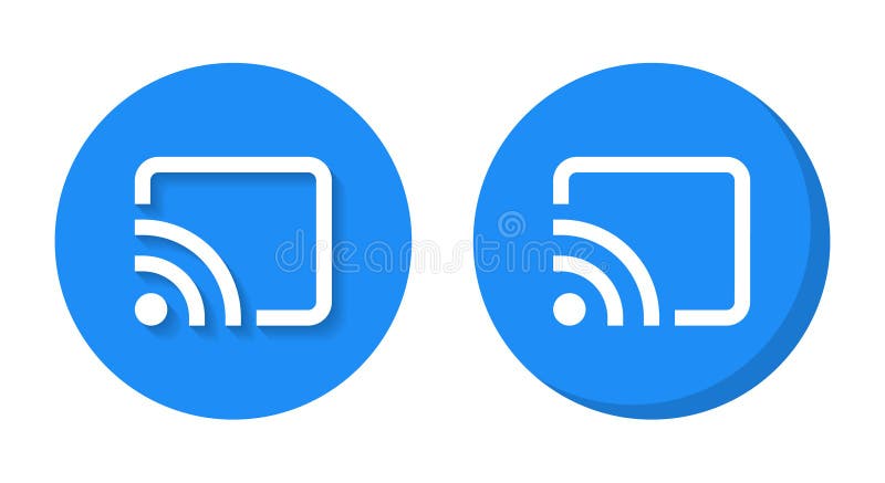 Screen Cast, Screencast Button Icon with Shadow Stock Vector ...