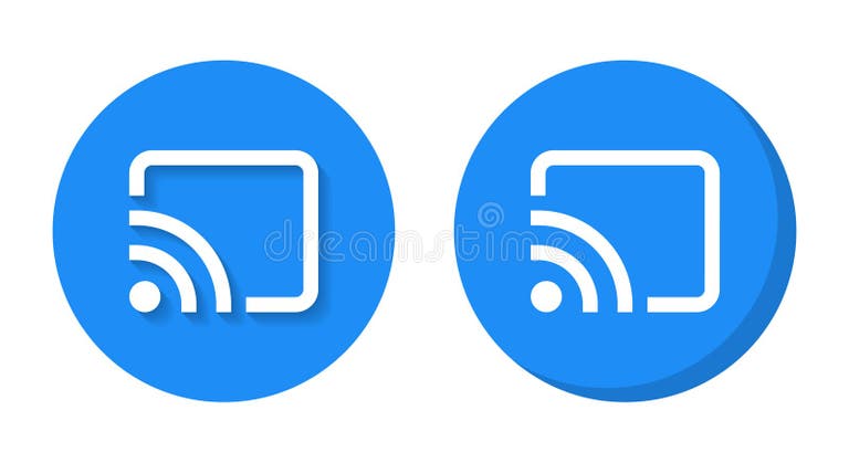 Screen Cast, Screencast Button Icon with Shadow Stock Vector ...