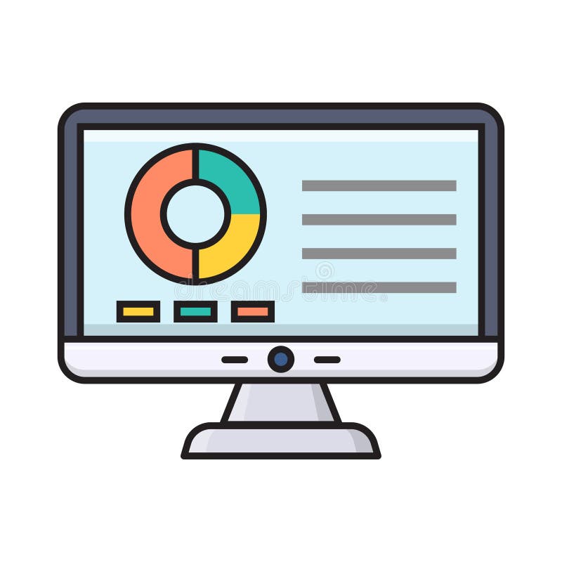 Screen Chart Vector Flat Color Line Icon Stock Vector - Illustration of ...