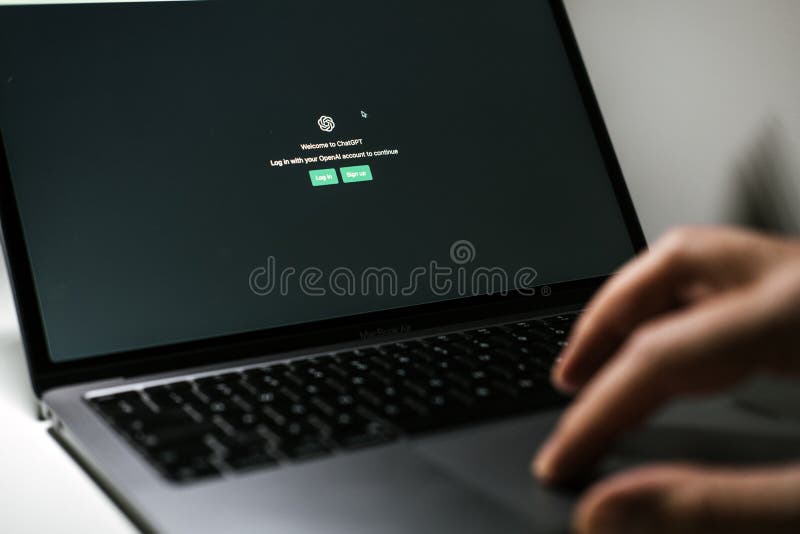 Screen with ChatGPT Chat with AI or Artificial Intelligence. Man Search ...