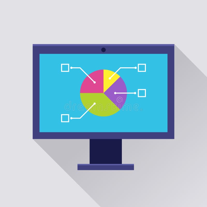Screen with Circle Pie Chart Icon Stock Vector - Illustration of ...
