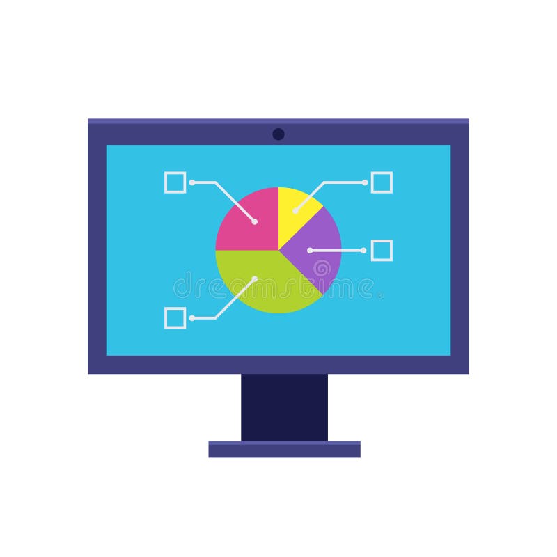 Screen with Circle Pie Chart Icon Stock Vector - Illustration of office ...