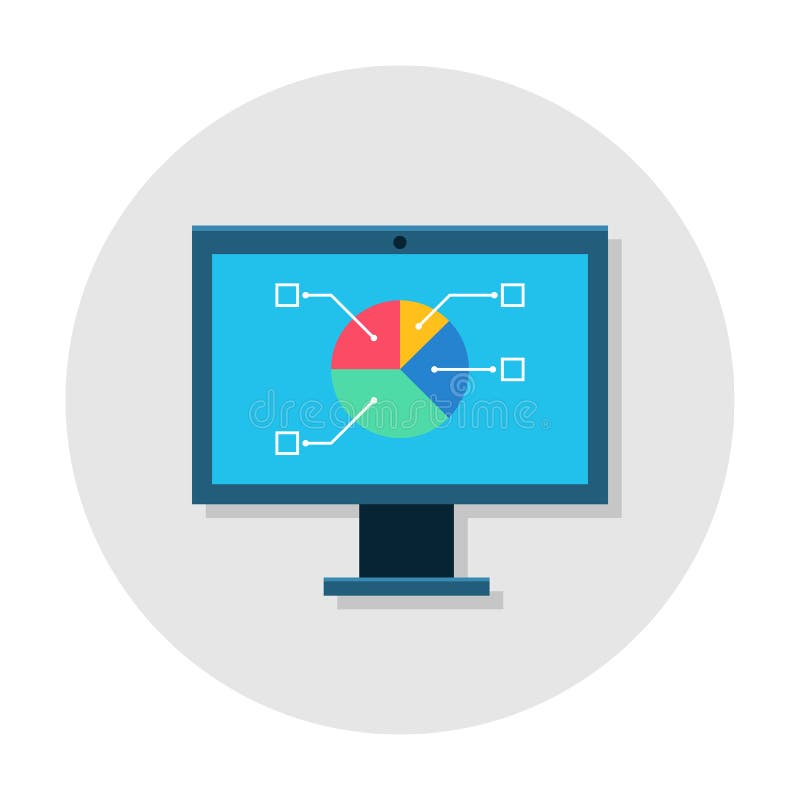 Screen with Circle Pie Chart Icon Stock Vector - Illustration of career ...