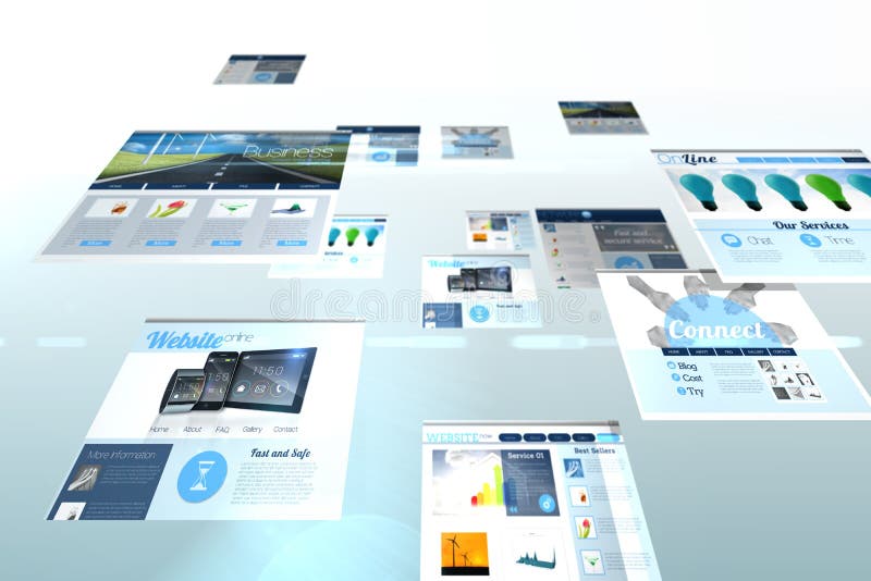 Screen Collage Showing Business Advertisement Stock Illustration ...