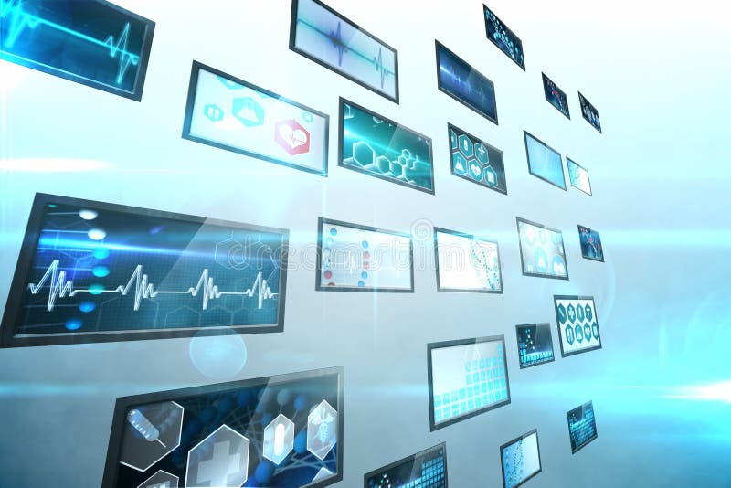 Screen Collage Showing Medical Images Stock Illustration - Illustration ...