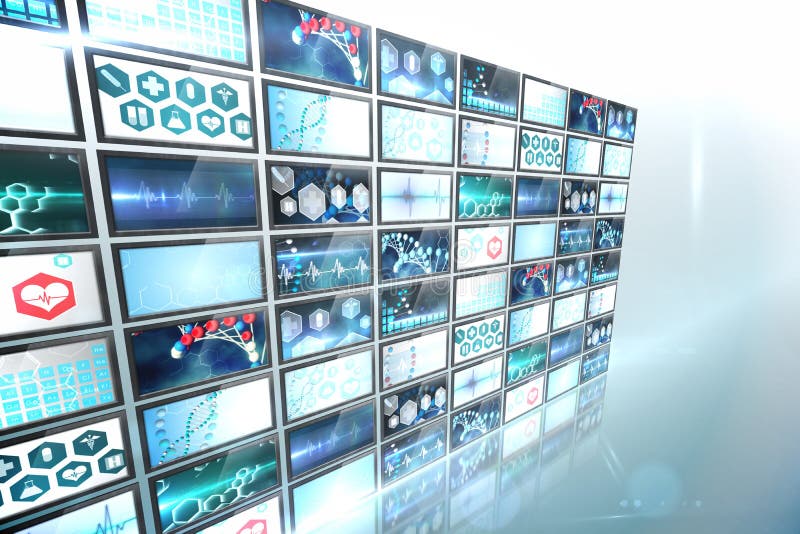 Screen Collage Showing Medical Images Stock Illustration - Illustration ...