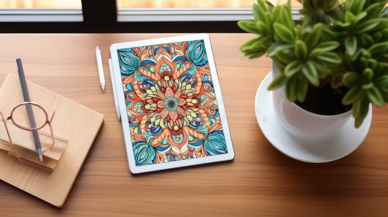 Screen Coloring Book Mockup Stock Illustration - Illustration of color ...