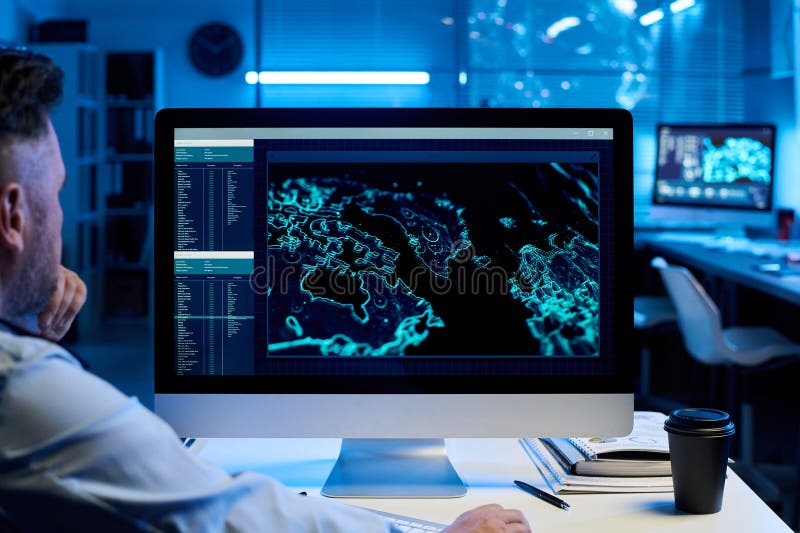 Screen of Computer with Graphic Data Stock Photo - Image of copyspace ...