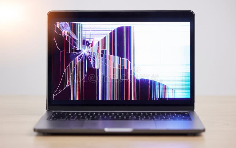 Screen Crack, Glitch and Laptop Problem with Error, Mistake and System ...