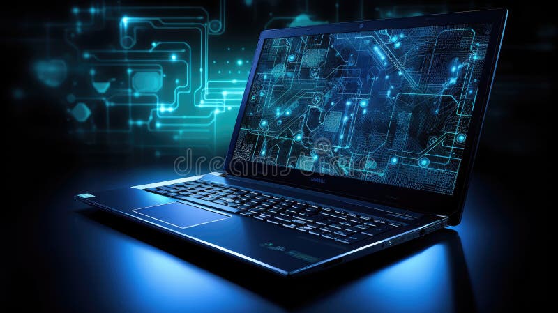 Screen dark blue tech stock illustration. Illustration of vibrant ...