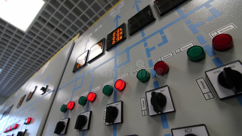 Screen with Data on Switchboard with Buttons and Sensors Stock Footage ...