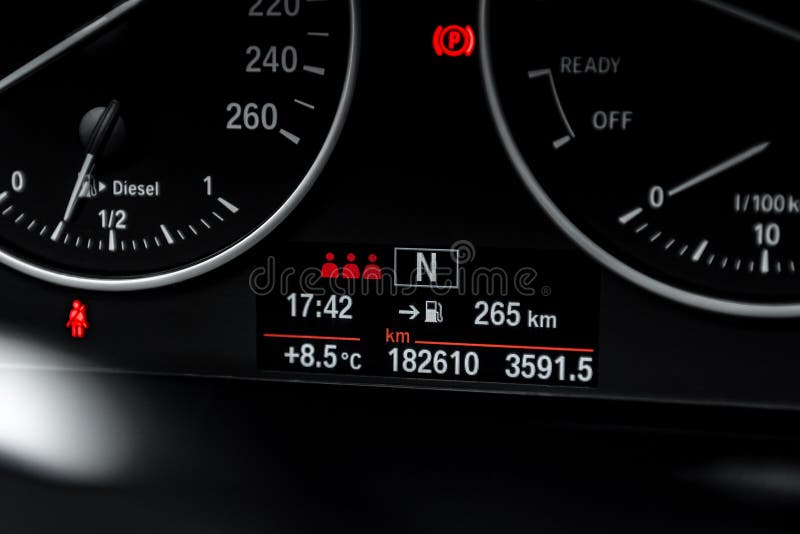 Screen Display of Car Status on Dashboard Panel Symbols Which Show the ...