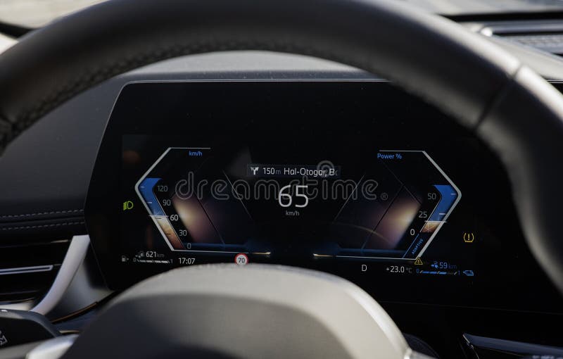 Screen Display of Car Status Warning Stock Photo - Image of speed ...