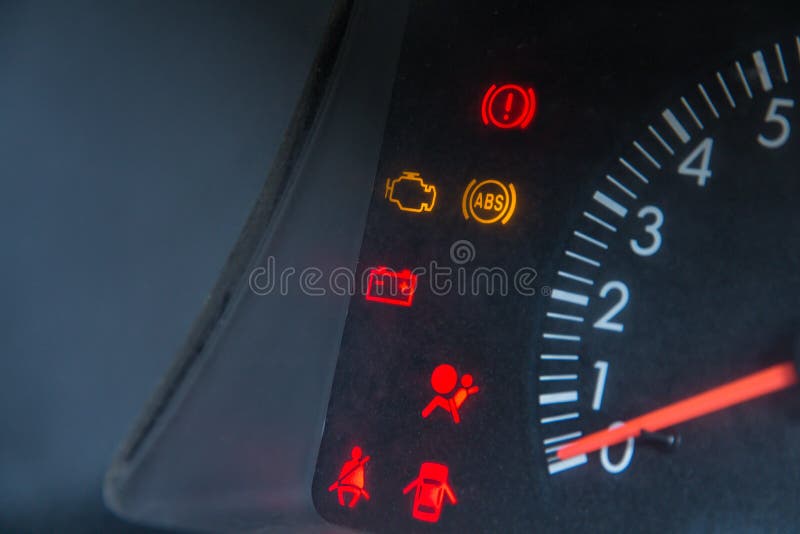 Screen Display of Car Status Warning Light on Dashboard Panel Symbols ...