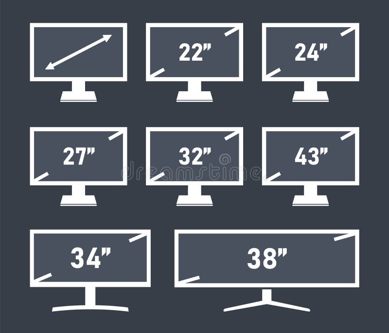 Aspect Ratio Size Icon Set, Standart and Widescreen Monitors or Tv ...