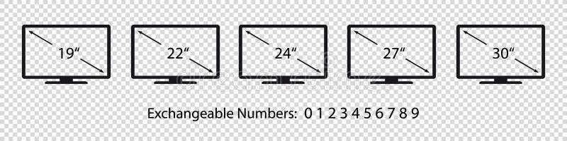 Screen Display Set of Different Diagonal Sizes - Vector Illustrations ...