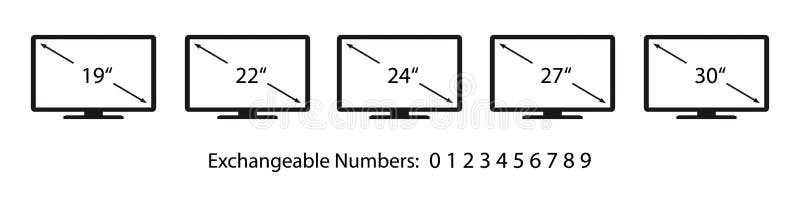 Screen Display Set of Different Diagonal Sizes - Vector Illustrations ...