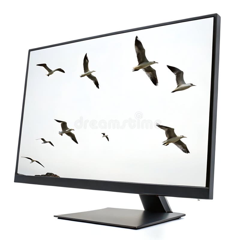 Screen with Birds Flying Isolated on White Stock Illustration ...