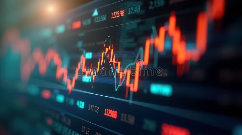 Screen Displaying Stock Market and Economic Indices, Featuring ...