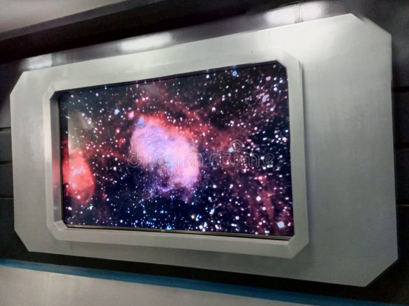 A Screen Displays a Nebula in Space. Stock Image - Image of closeup ...