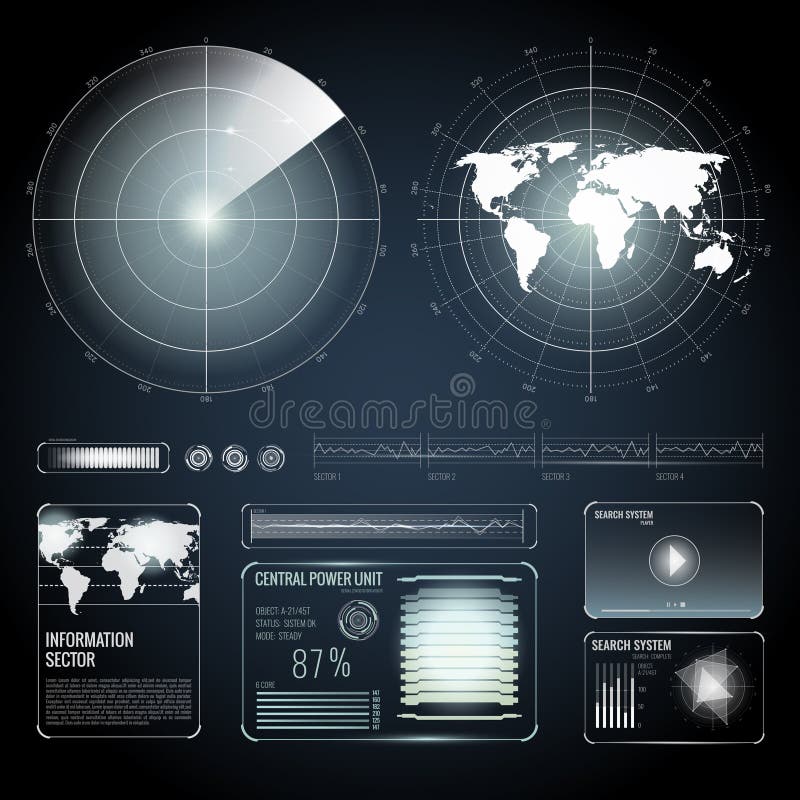 Hud Interface Radar Composition Stock Illustration - Illustration of ...