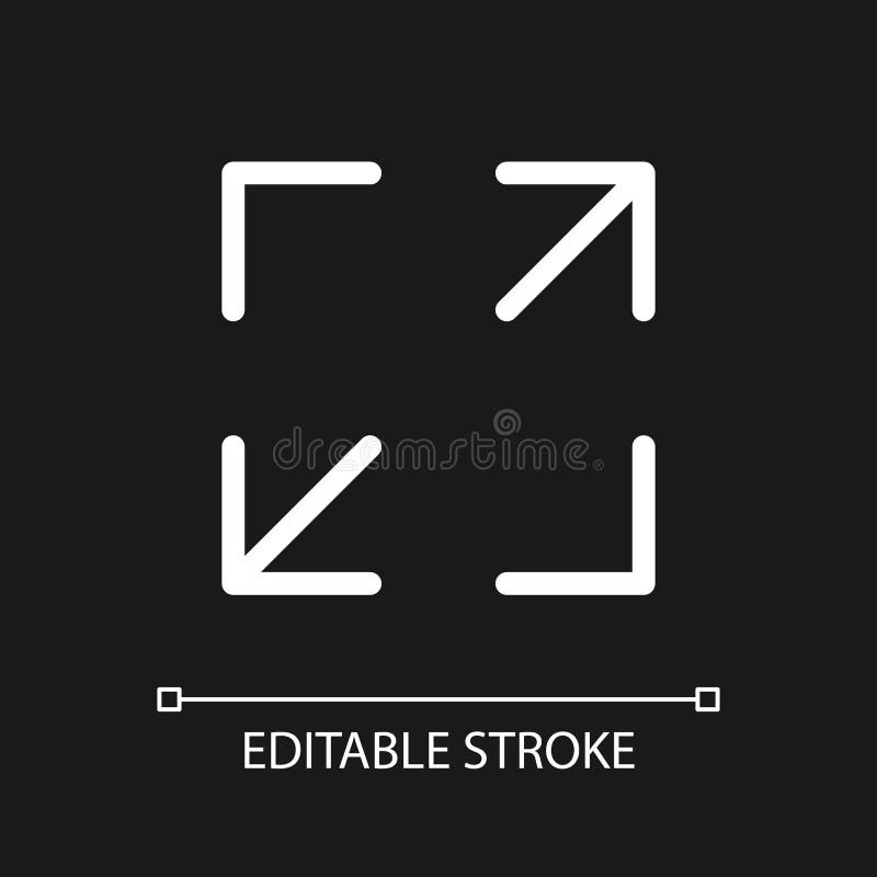 Screen Enlarging Pixel Perfect White Linear Ui Icon for Dark Theme ...