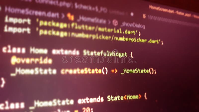 Screen Of Flutter Application Developing Code Lines Of Code On 0428