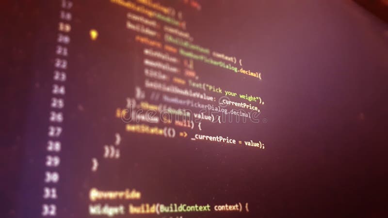 Screen Of Flutter Application Developing Code Lines Of Code On Computer Screen Stock Image