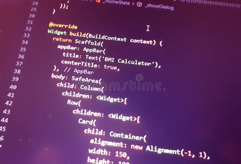 Screen Of Flutter Application Developing Code Lines Of Code On 3805