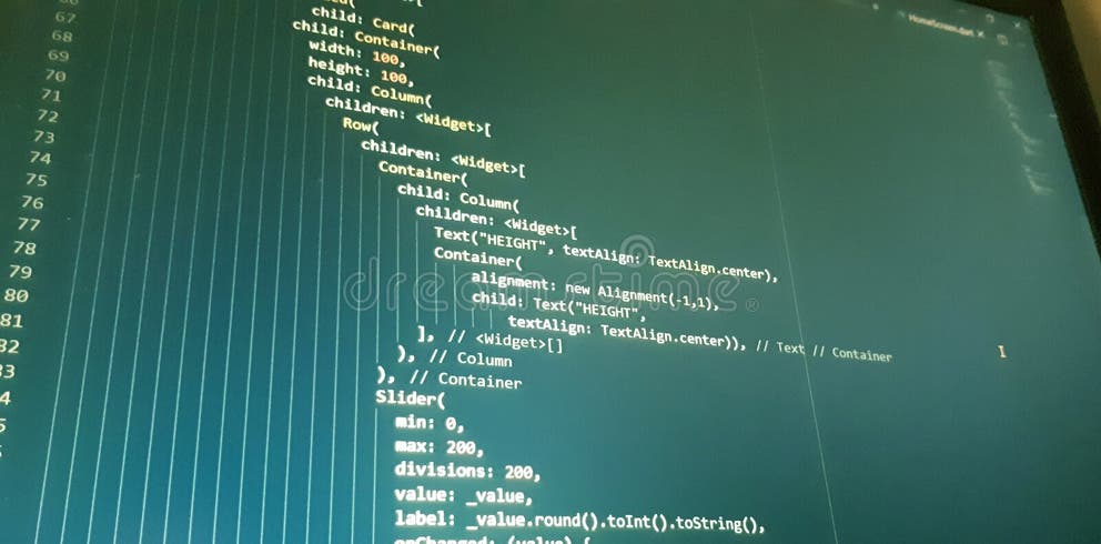 Screen of Flutter Application Developing Code. Lines of Code on Computer Screen Stock Image ...