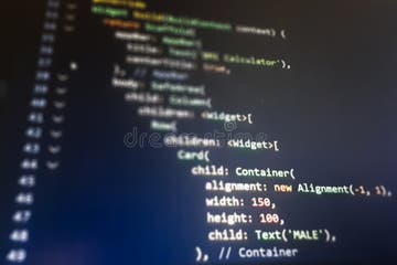 Screen of Flutter Application Developing Code. Lines of Code on Computer Screen Stock Photo ...