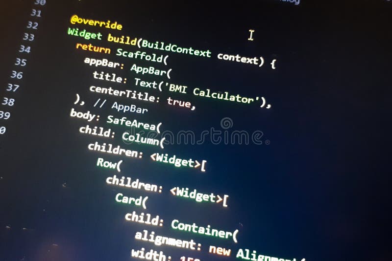 Screen of Flutter Application Developing Code. Lines of Code on ...
