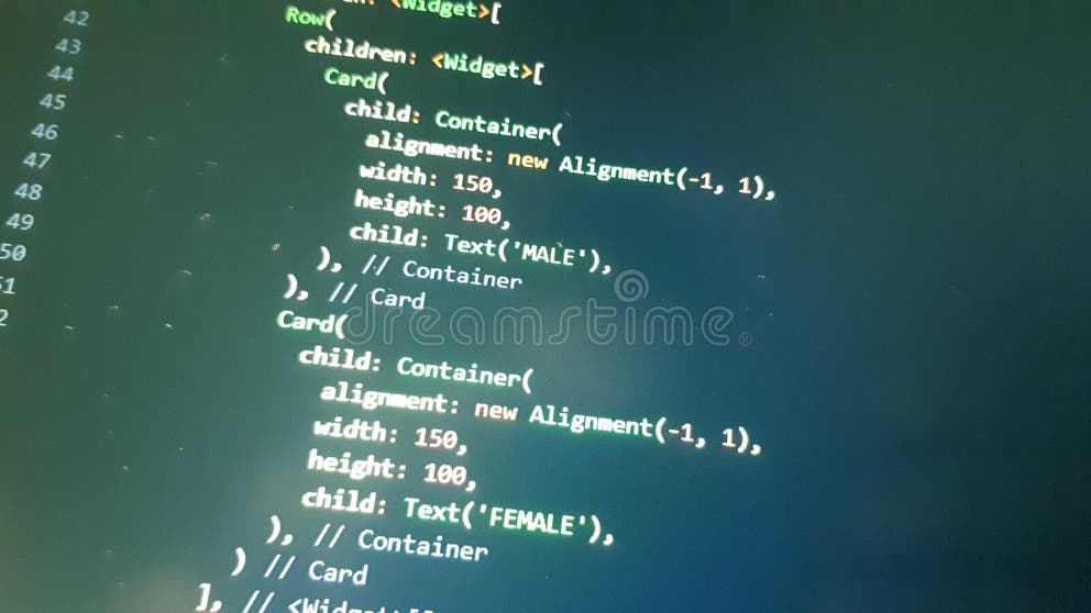 Screen of Flutter Application Developing Code. Lines of Code on Computer Screen Stock Photo ...