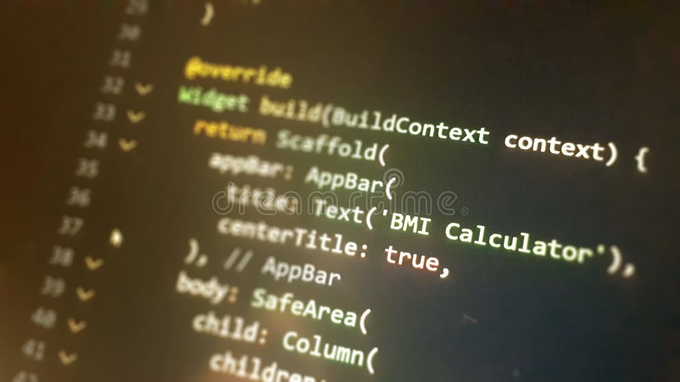 Screen of Flutter Application Developing Code. Lines of Code on ...