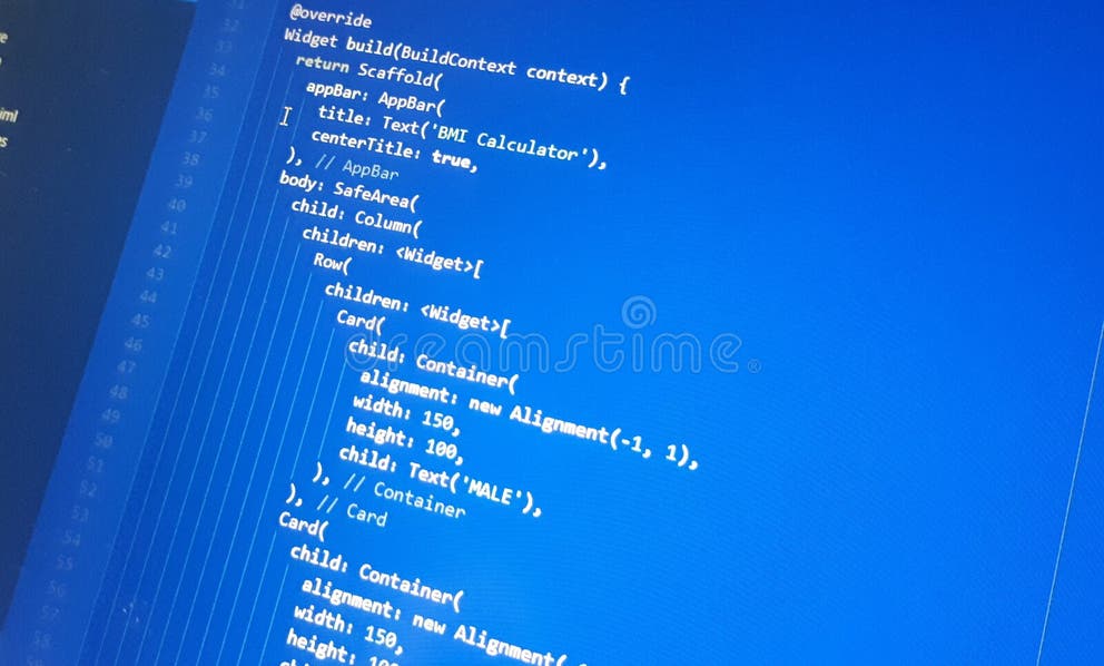 Screen of Flutter Application Developing Code. Lines of Code on ...