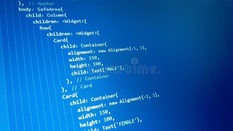 Screen of Flutter Application Developing Code. Lines of Code on ...