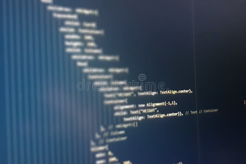 Screen Of Flutter Application Developing Code Lines Of Code On Computer Screen Stock Image